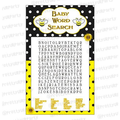 Mom to Bee Baby Word Search Game – PRETTY UR PARTY
