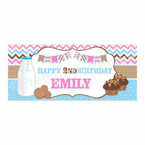Personalized Milk and Cookies Theme Banner 30in – PRETTY UR PARTY