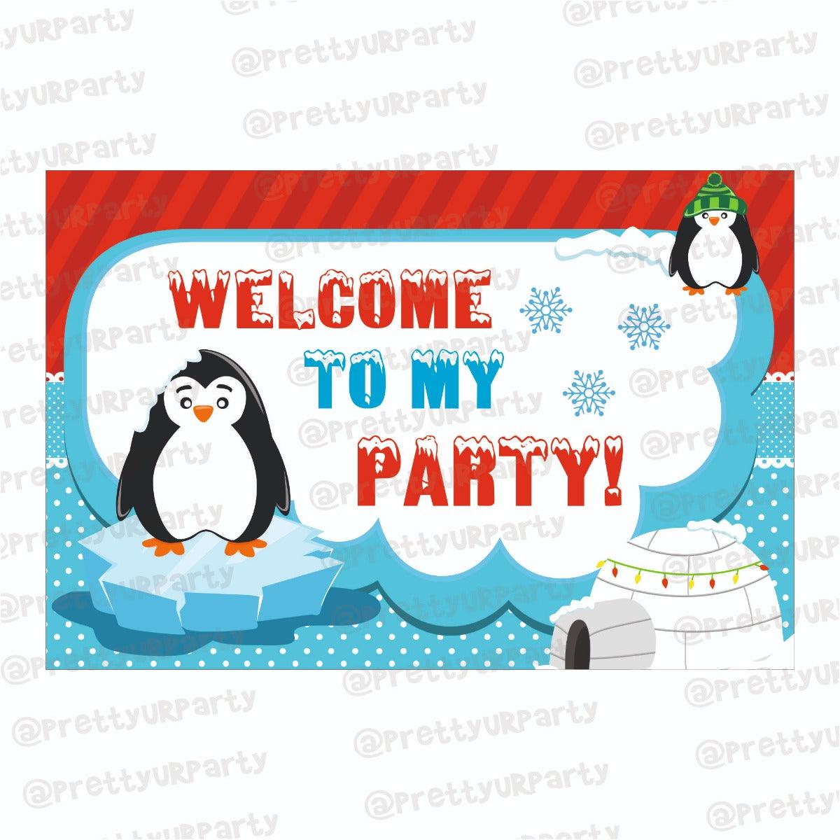Penguins Theme Welcome Sign | Penguins Party Entrance Board /Poster ...