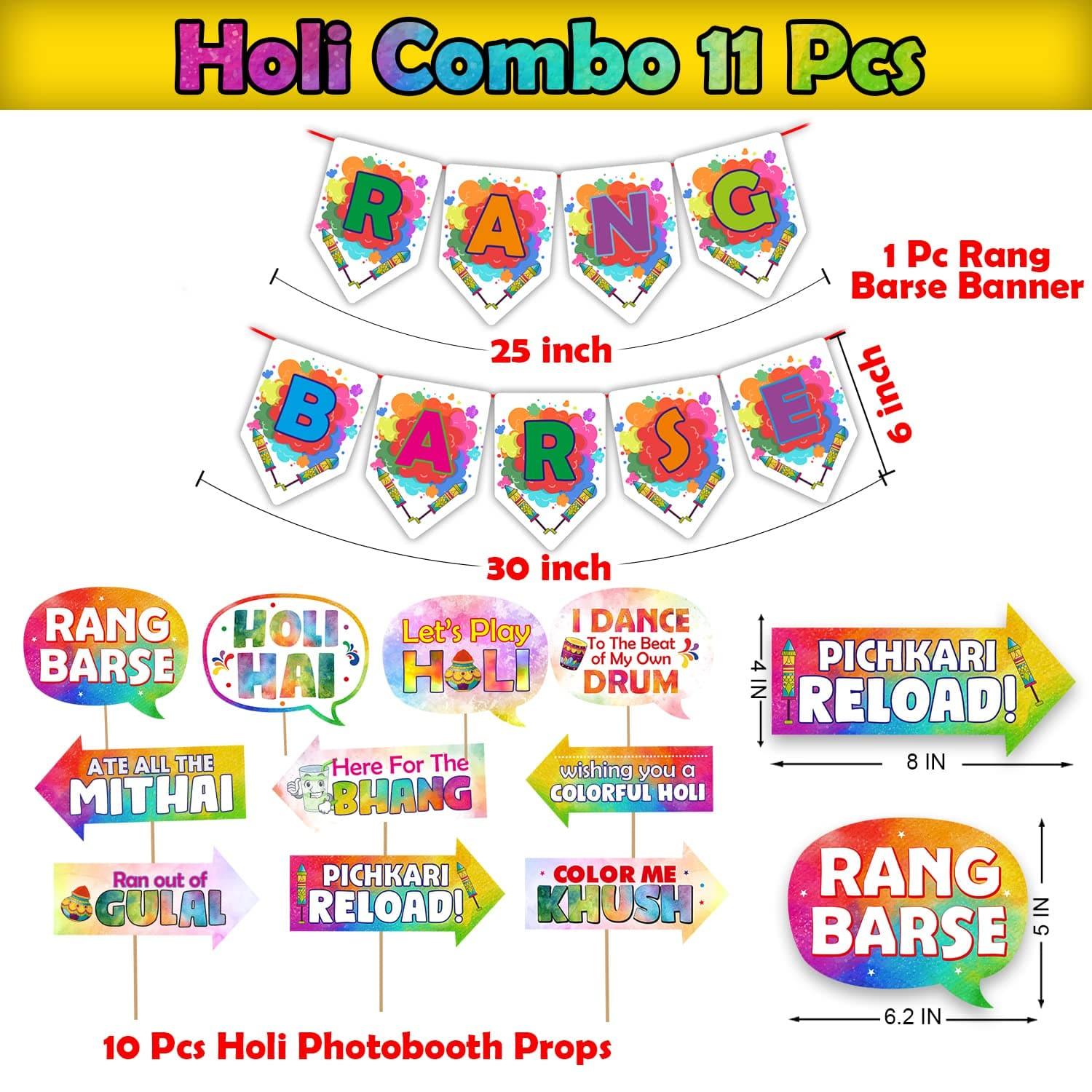 Rang Barse Photo Booth Props - 11 pc set – PRETTY UR PARTY