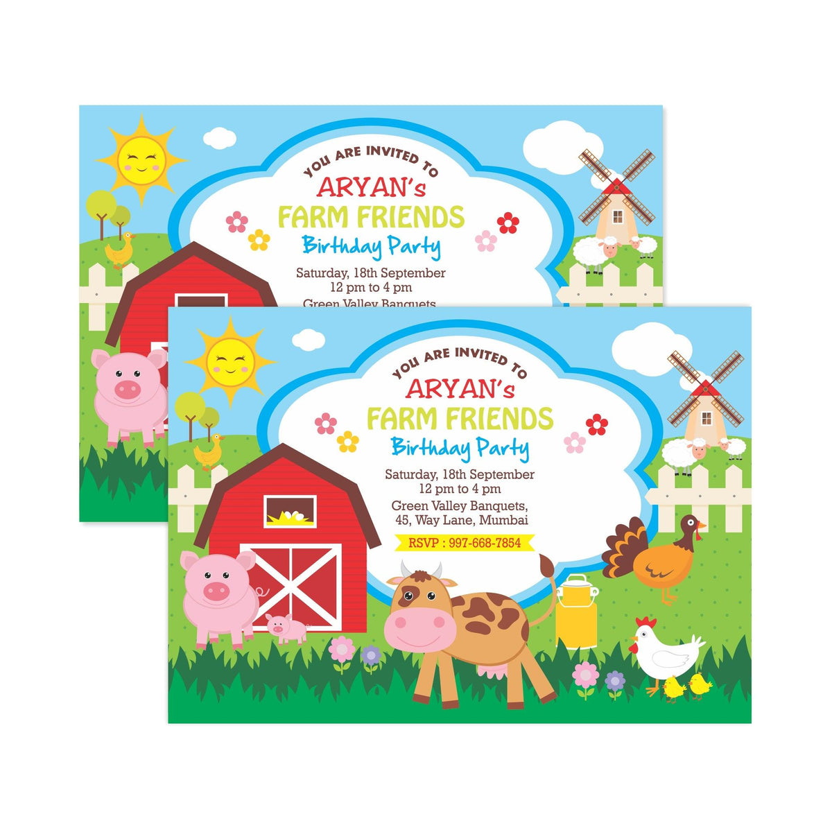 Farm Friends Invitations | Farm friends Whatsapp Invites – PRETTY UR PARTY