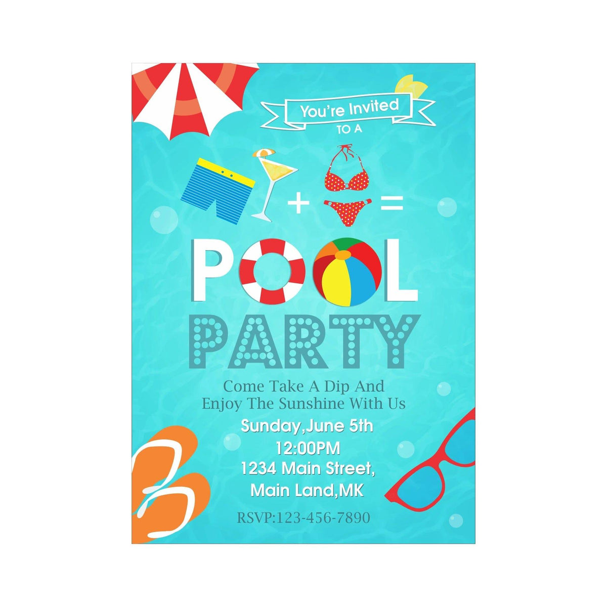 Splash Pool Party Theme Invitations | Splash Pool Party Invites ...