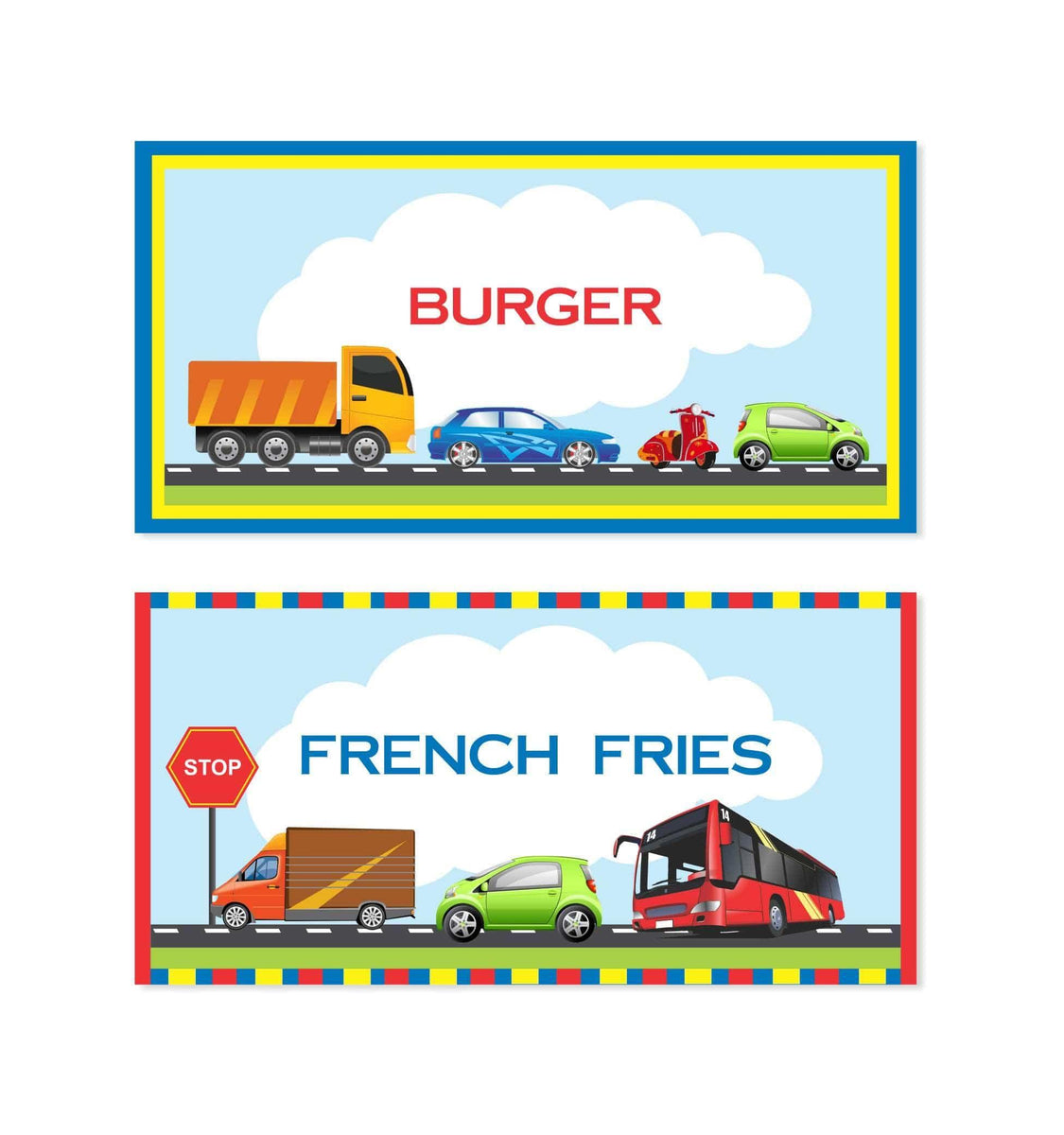 Transport Theme Food Labels | Buffet Table Cards – PRETTY UR PARTY