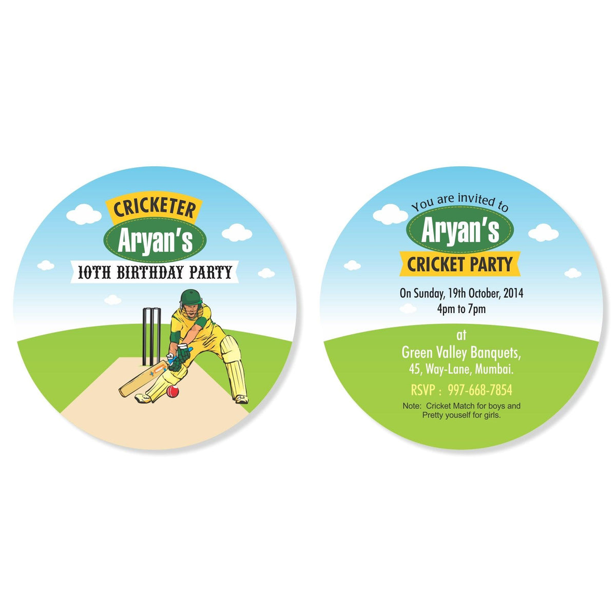 Cricket Theme Invitations | Cricket Invites – PRETTY UR PARTY
