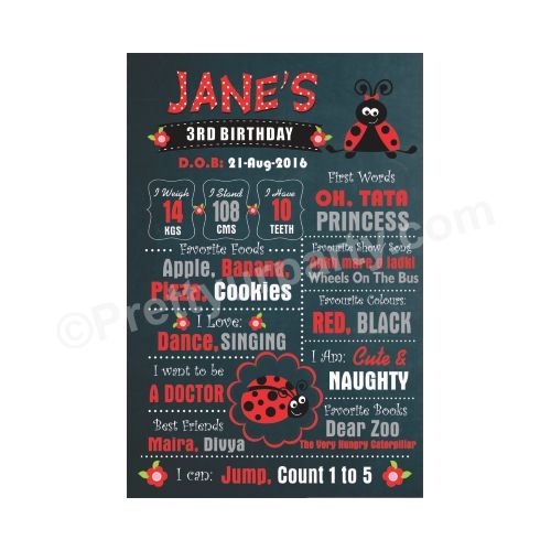 Lady Bug Theme Chalkboard Poster – PRETTY UR PARTY