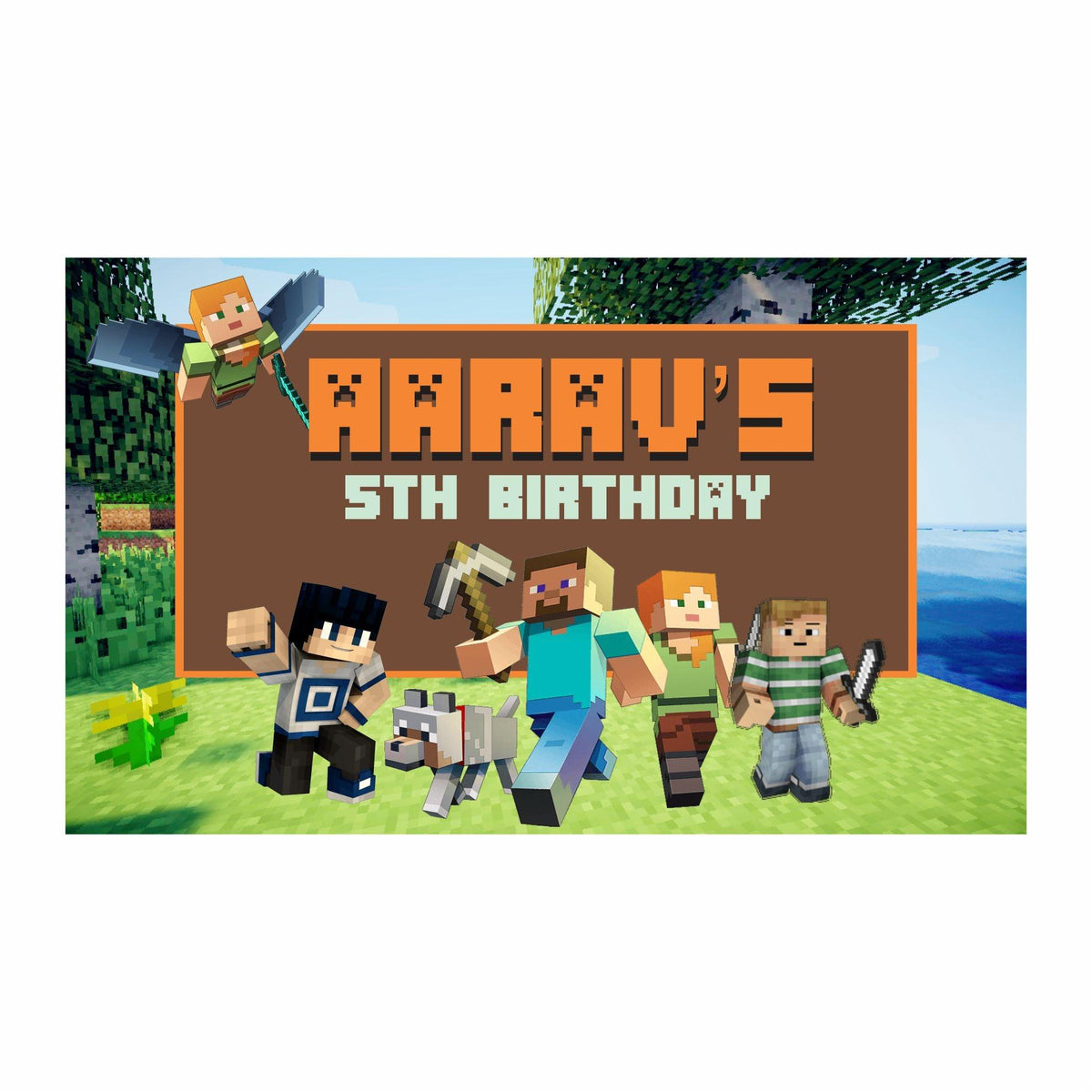 Minecraft Theme Backdrop – PRETTY UR PARTY