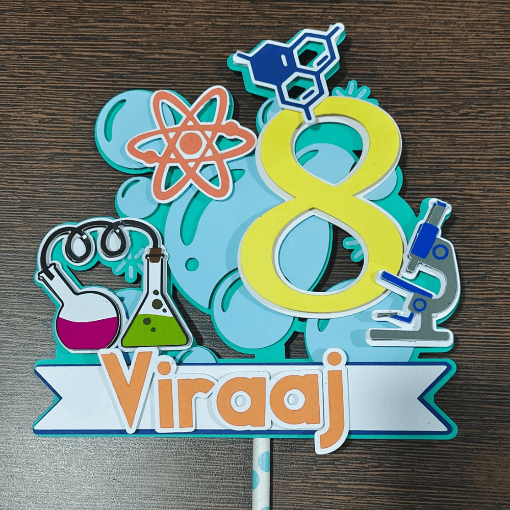 Science theme Cake Topper – PRETTY UR PARTY