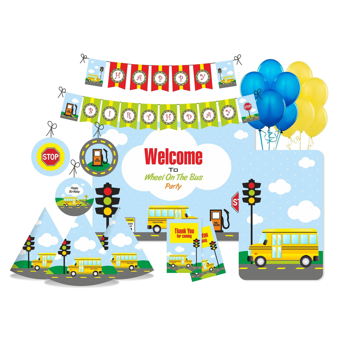 Wheels On The Bus Theme Party | Ready-to-Use Decor Sets – PRETTY UR PARTY
