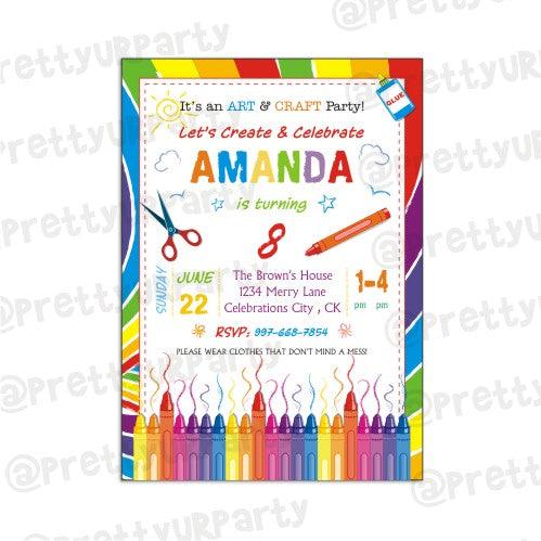 Art & Craft Party Theme Invitations | Art & Craft Party Invites ...