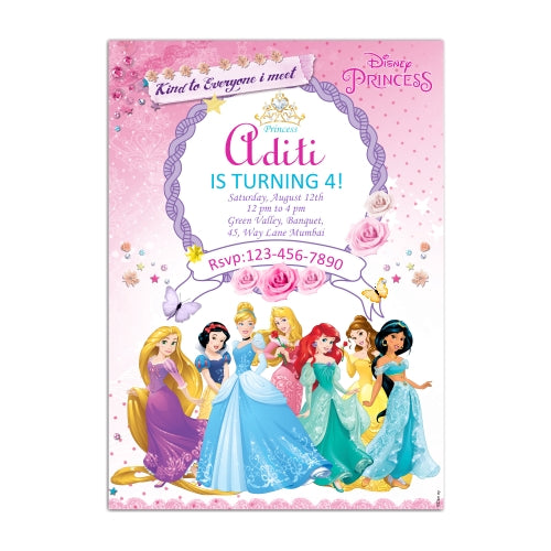 Disney Princess Invitations | Disney Princess Whatsapp Invites – PRETTY ...