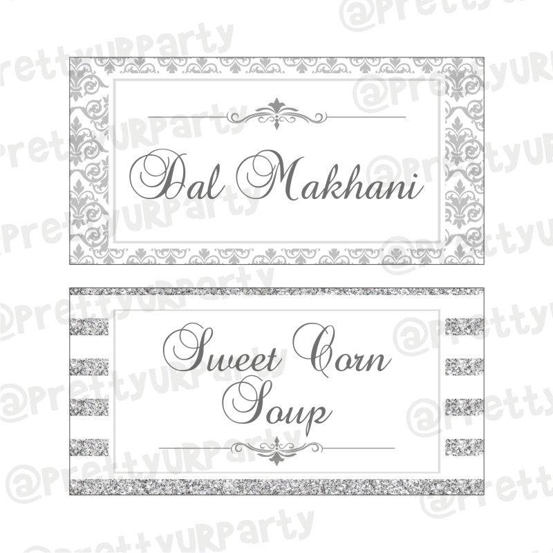 25th Anniversary Theme Food Labels | Buffet Table Cards – PRETTY UR PARTY