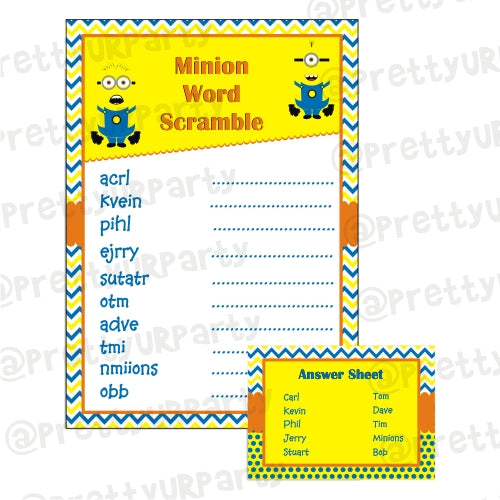 Despicable Me Minions Word Scramble Game | Buy Minions Word Scramble ...