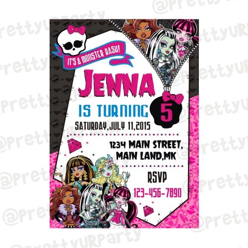 Monster High Invitations |Monster High Invites – PRETTY UR PARTY