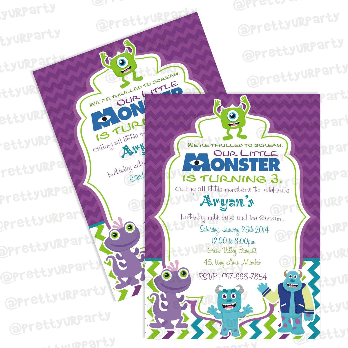 Monsters Inc. Inspired Theme Invitations | Monsters Inc. inspired ...