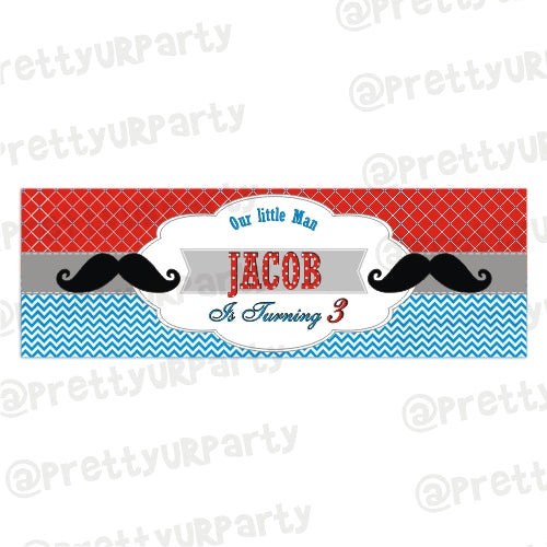Personalized Moustache Birthday Banner 36in – PRETTY UR PARTY