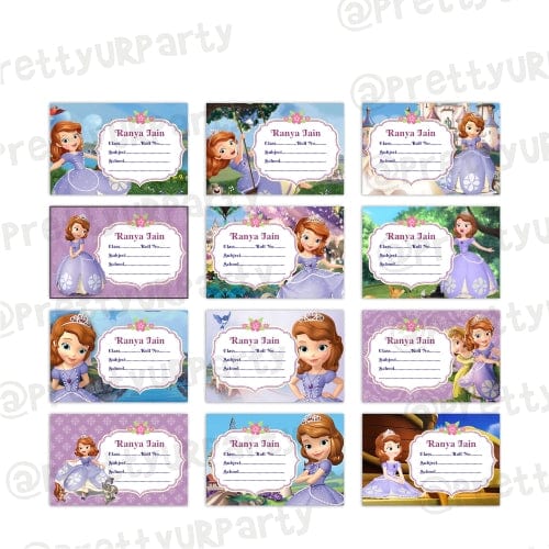 Sofia the 1st inspired Book Name Labels – PRETTY UR PARTY