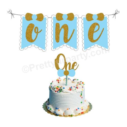 One Cake Topper and Bunting - Blue – PRETTY UR PARTY