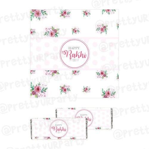 Pink and Green Floral Rakhi Theme Chocolate Wrappers – PRETTY UR PARTY